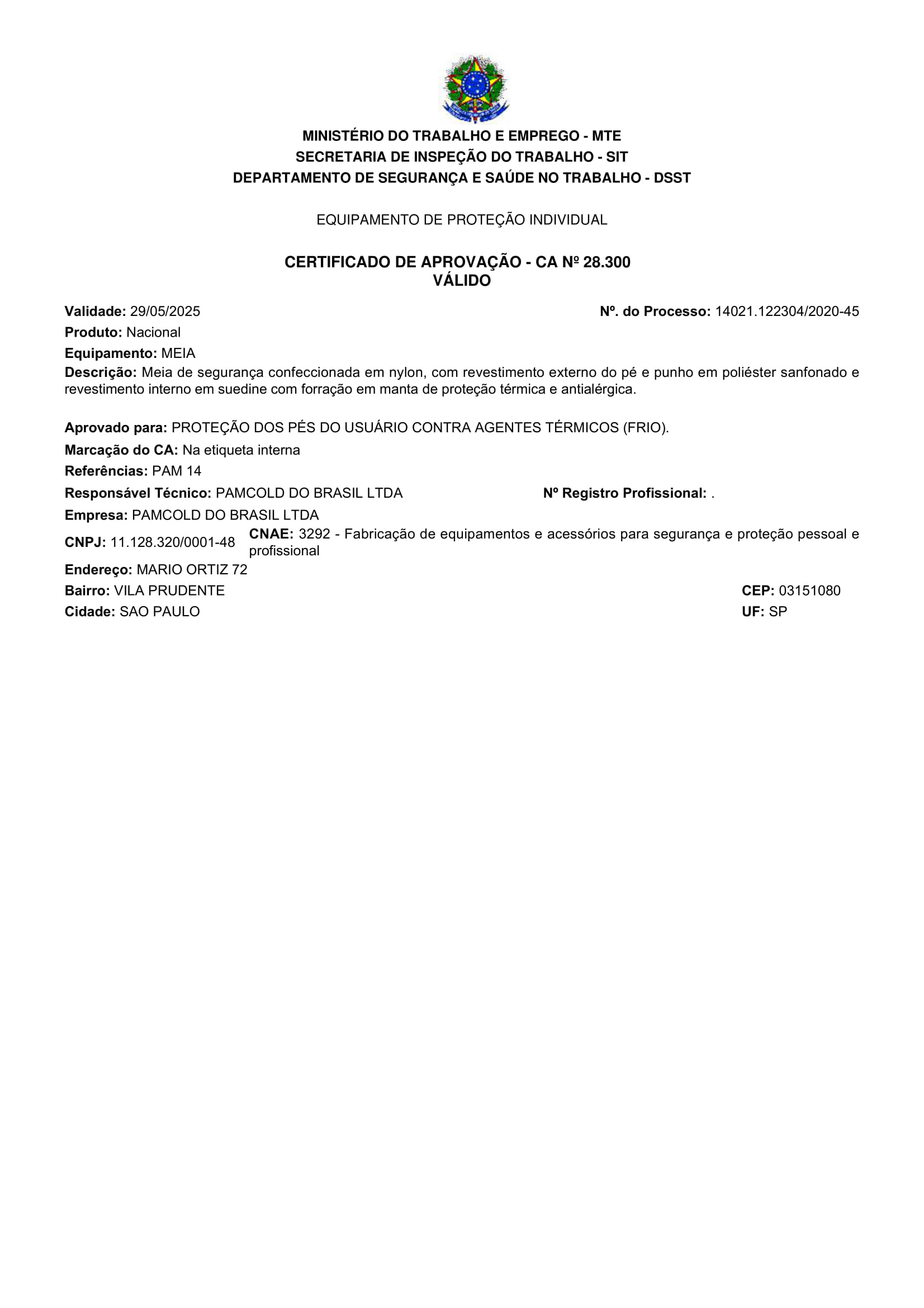 Certificados - PAMCOLD - Equipamentos de Segurança